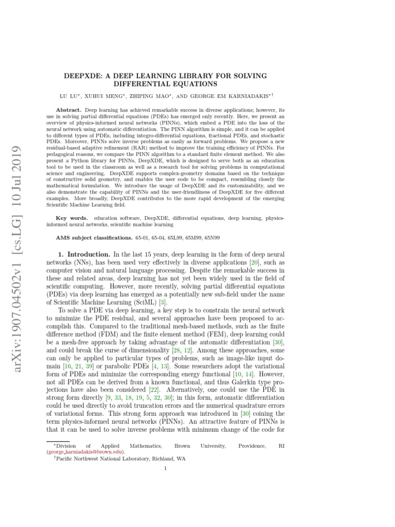 DeepXDE A Deep Learning Library For Solving Differ | PDF | Partial Differential Equation ...