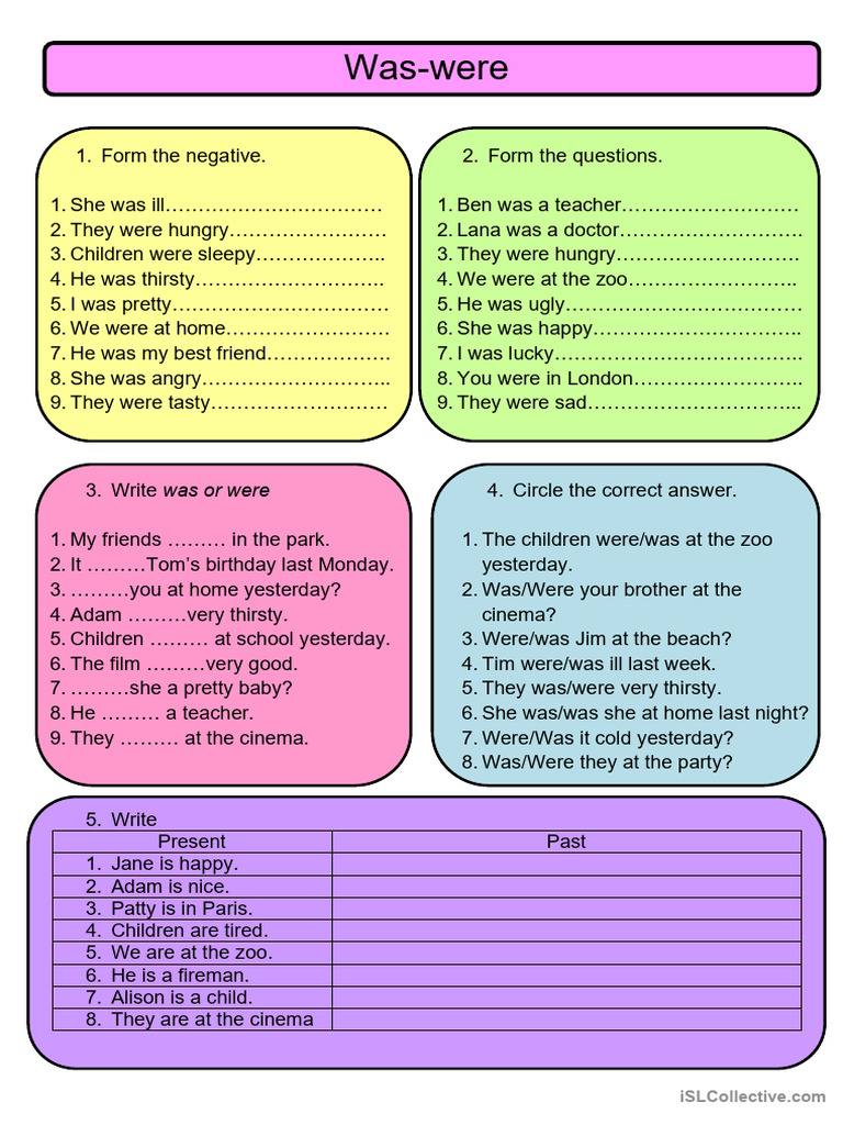 Was Were Practice | PDF