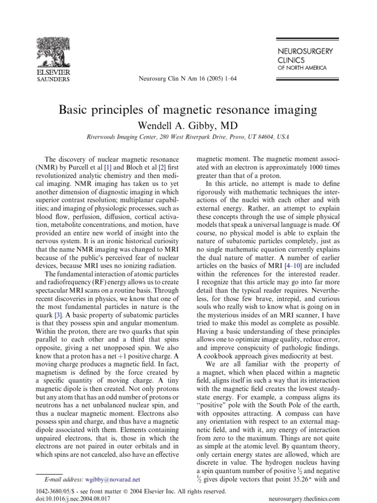 Basic Principle of MRI | PDF | Relaxation (Nmr) | Magnetic Resonance ...