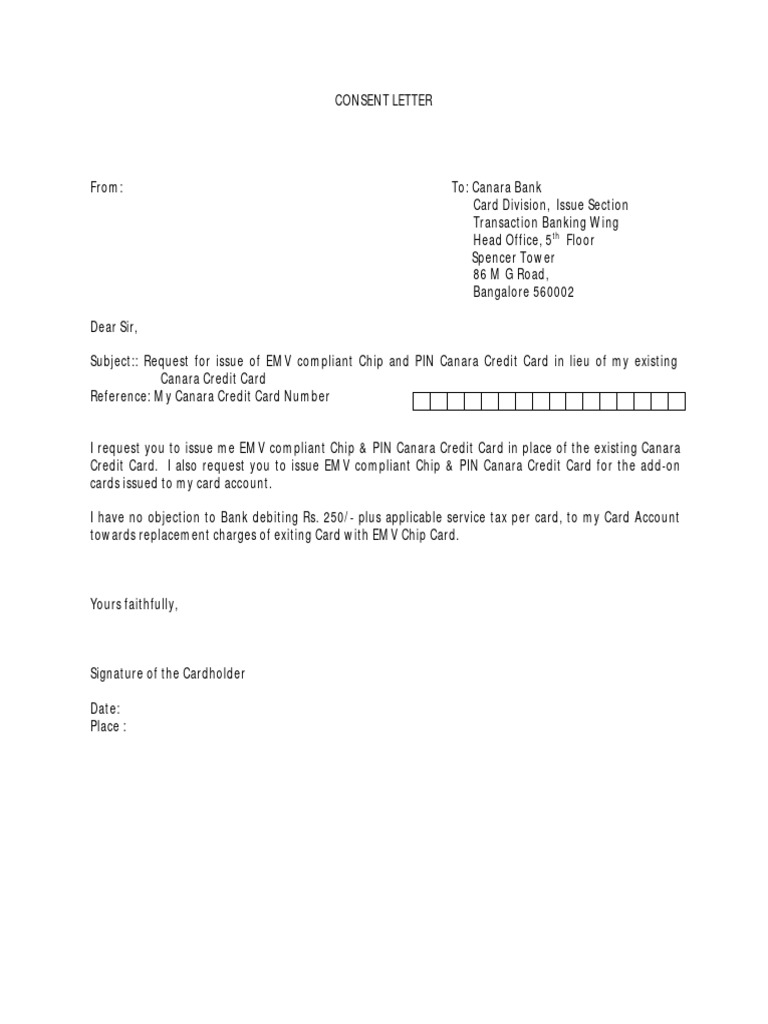 Canara Bank Credit Card Consent Request | PDF