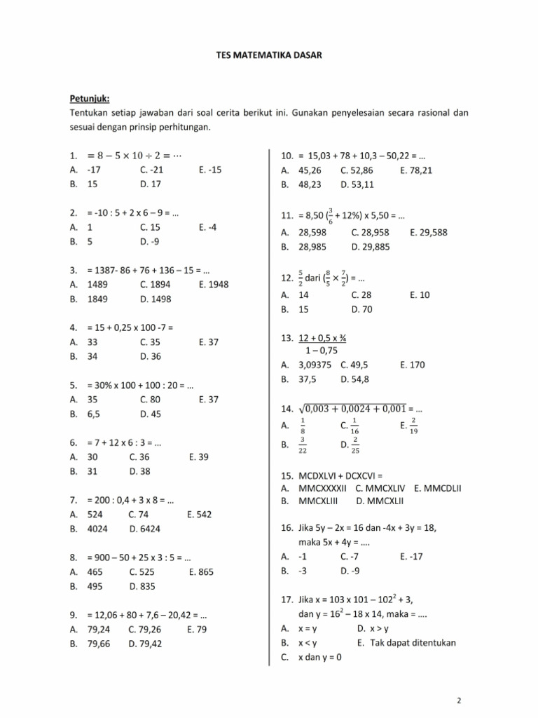 Kecerdasan Matematika Dasar Pdf