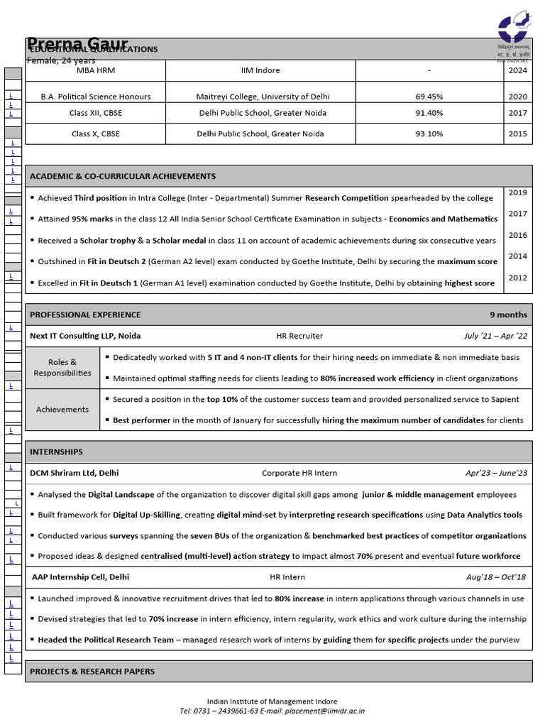 Prerna - Gaur RESUME | PDF
