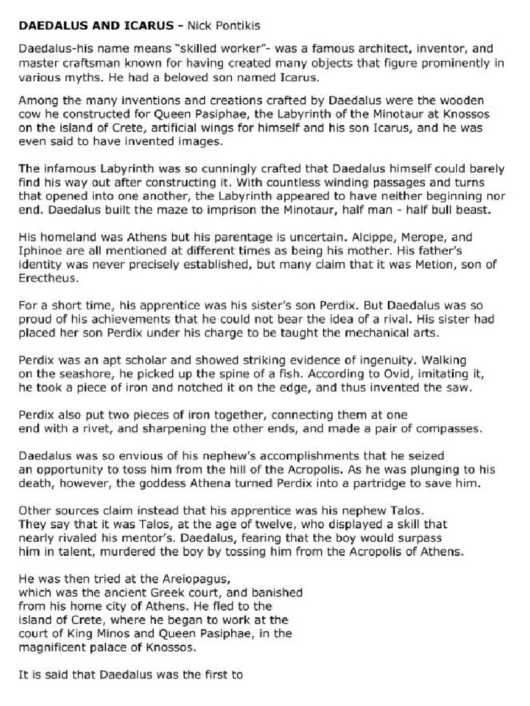 Daedalus and Icarus | PDF