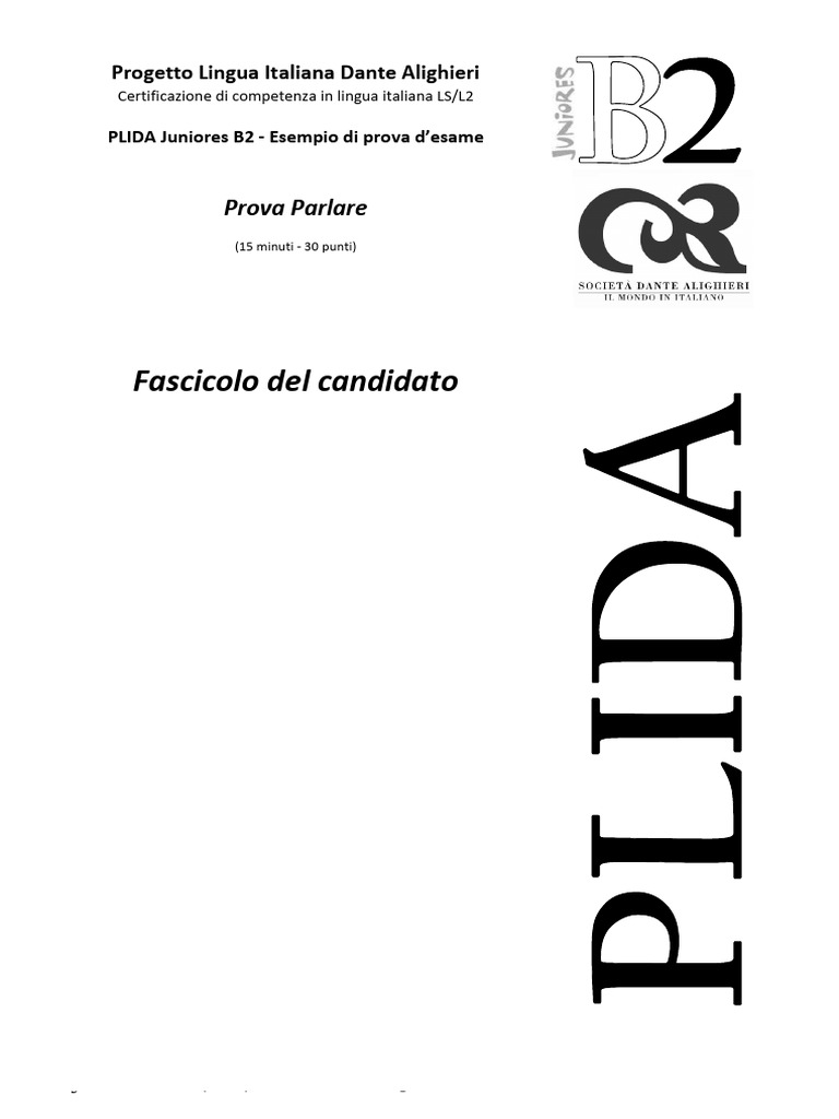 PLIDA-J-B2 - Prova Esempio - Parlare | PDF