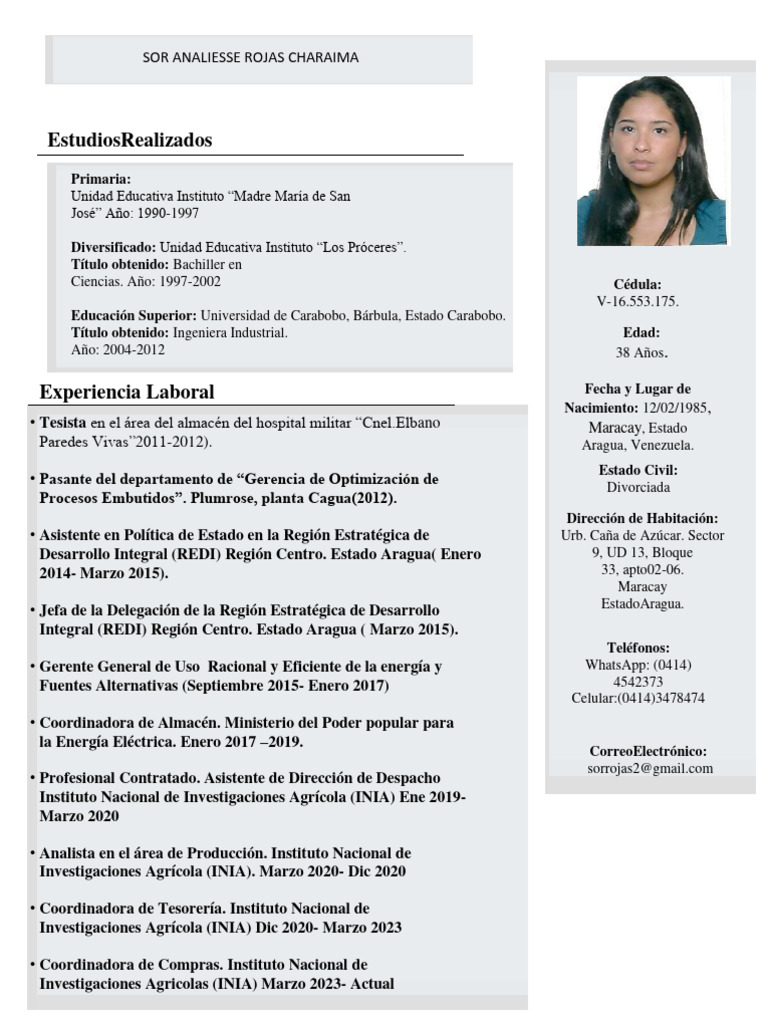 Currículum Sor Rojas 2023 | PDF