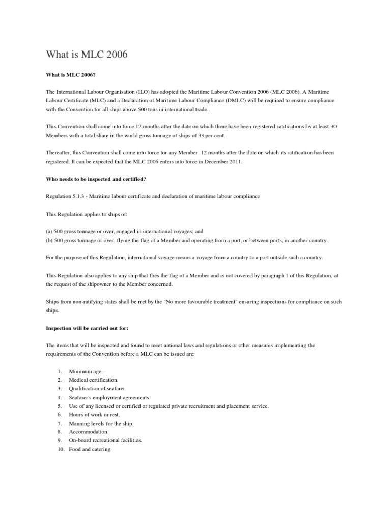 MLC 2006 Office Word Document | PDF | International Labour Organization ...
