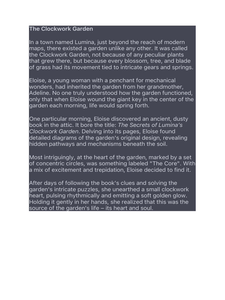 The Clockwork Garden | PDF