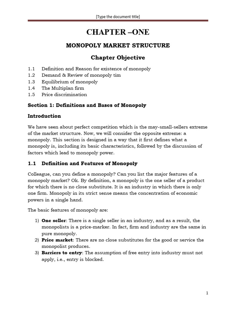 Monopoly Market Structure | PDF | Monopoly | Profit (Economics)