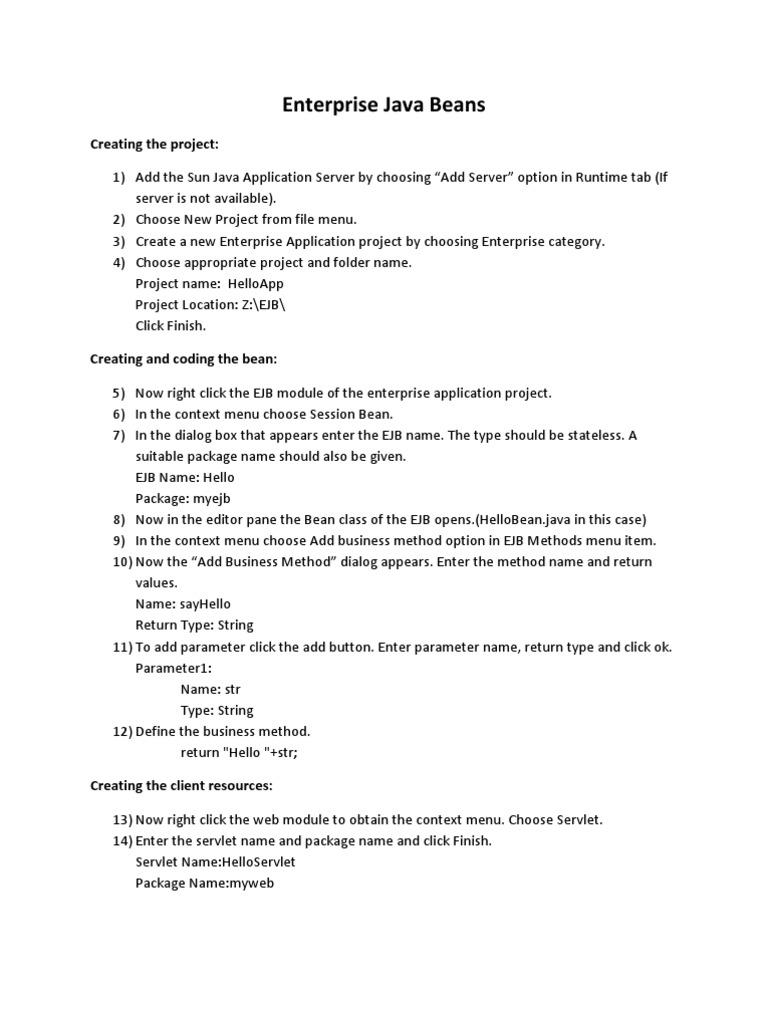 Ejbsteps 1 | PDF | Enterprise Java Beans | Java Servlet