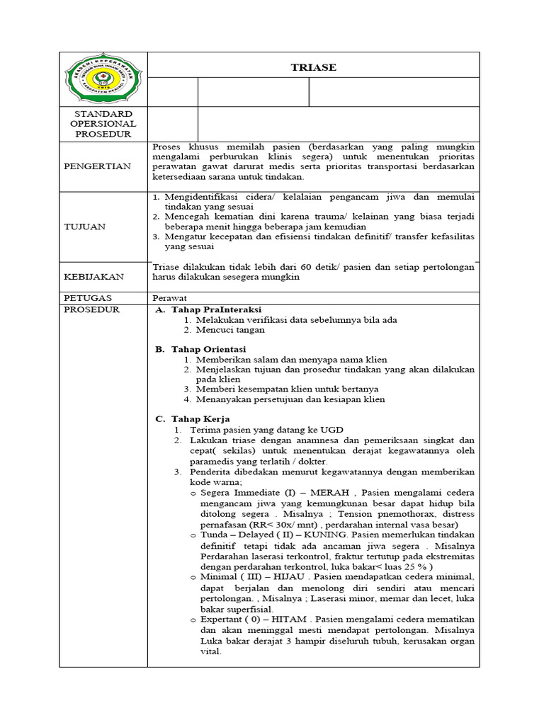 Sop Triase | PDF