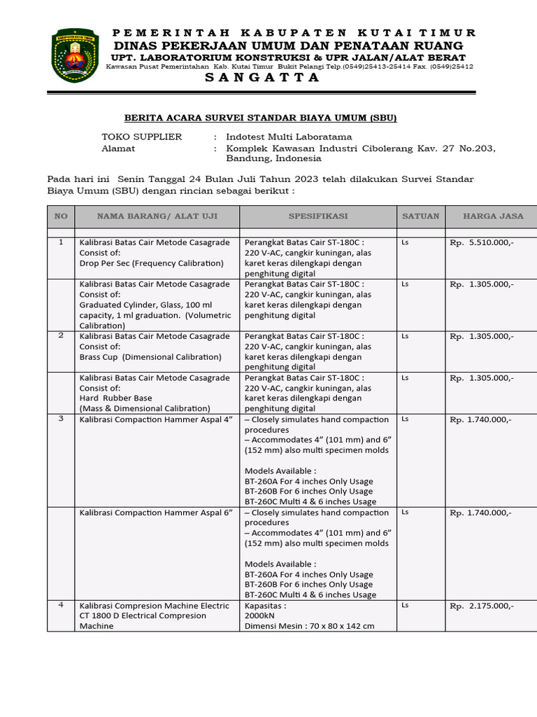 Sbu Kalibrasi Alat 2024 | PDF