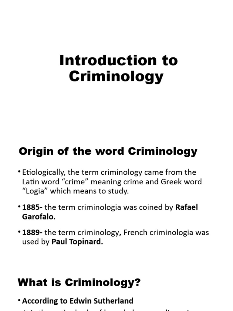Introduction To Criminology | PDF
