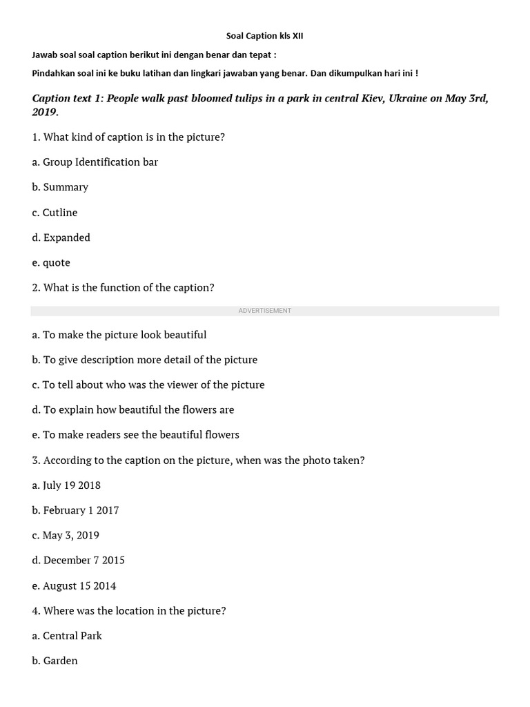 Soal Caption PDF | PDF