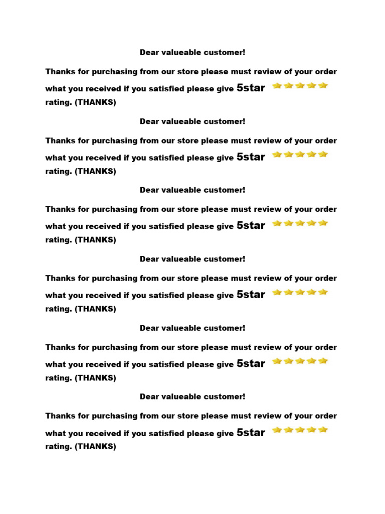 Request for 5-Star Review | PDF