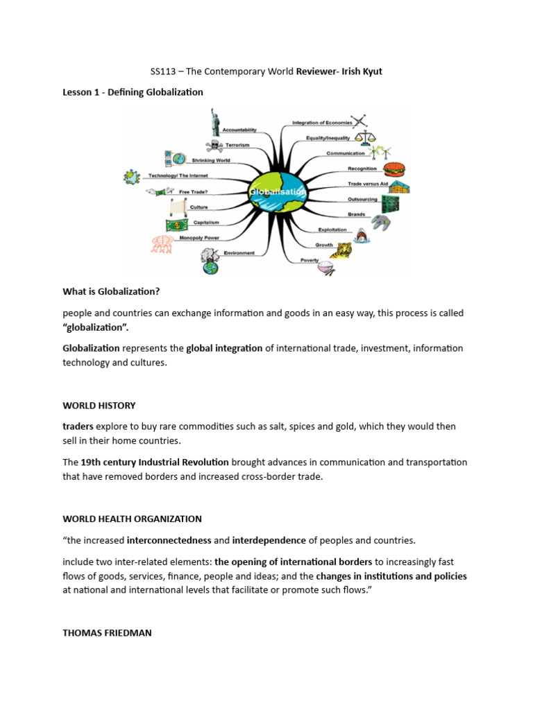 SS113 The Contemporary World Reviewer | PDF