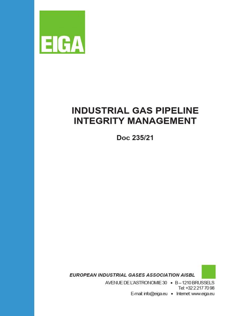 INDUSTRIAL GAS PIPELINE INTEGRITY MANAGEMENT, EIGA, Doc 23521 | PDF | Risk | Risk Assessment