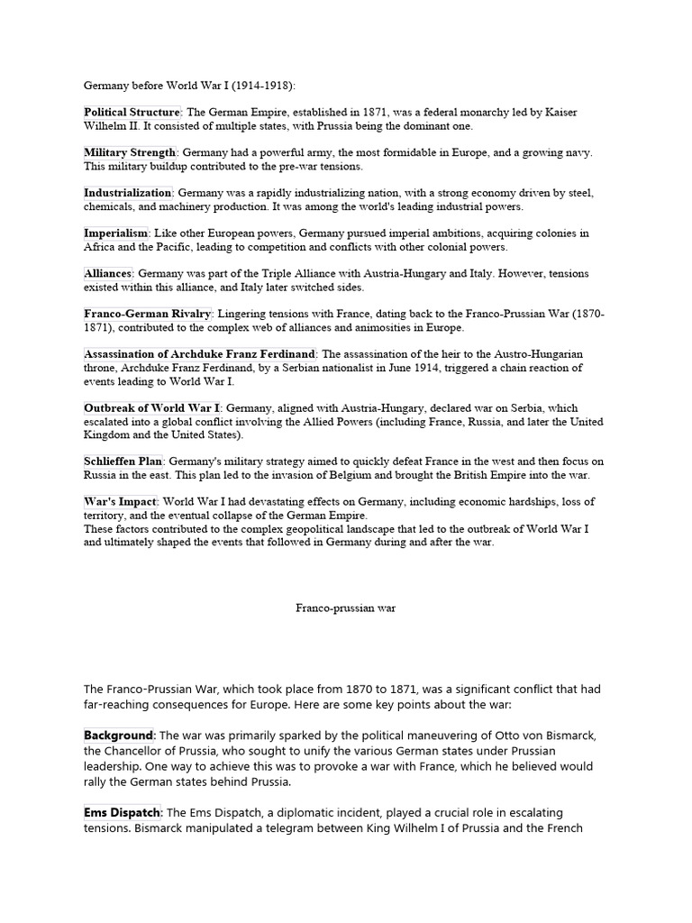 Germany Before World War I | PDF