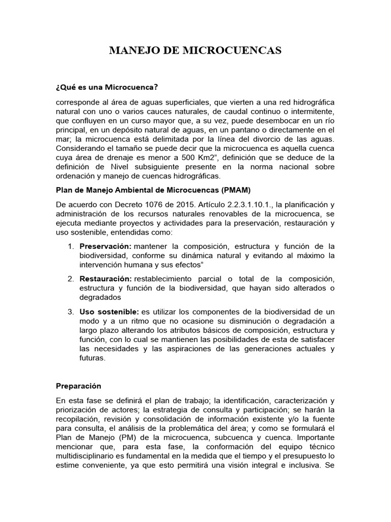 Manejo de Microcuencas 4 Informes | PDF