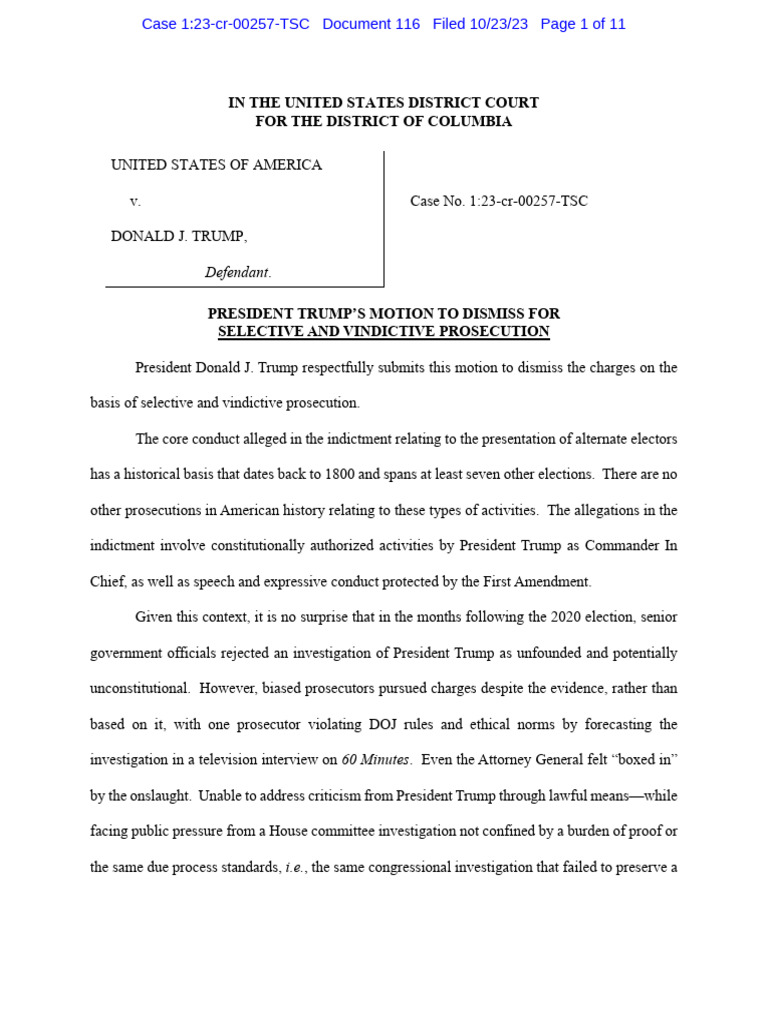 MTD Selective Prosecution | PDF