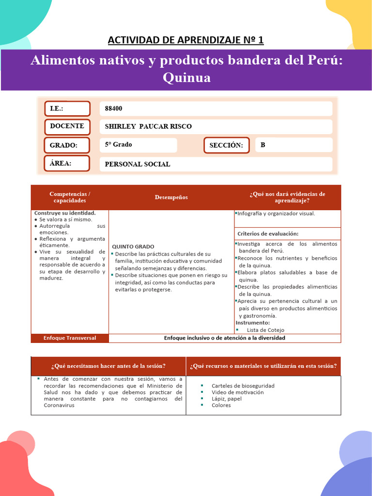 Exp3 - S2 - PS 5° - Actividad | PDF