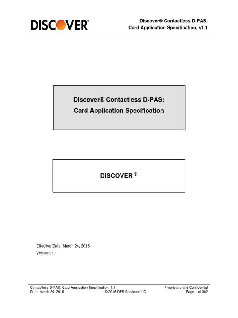 Contactless D-PAS Card Application Specification V1.1 | PDF