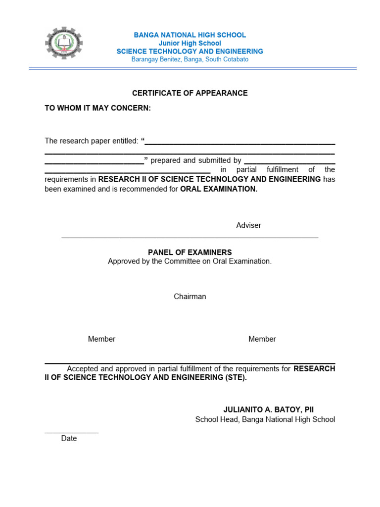 Certificate of Appearance | PDF