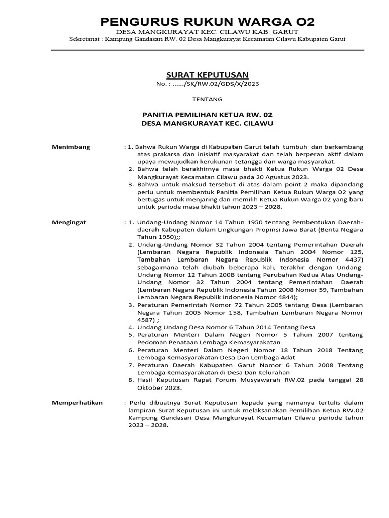 SK Panitia Pemilihan Rw. 02 | PDF