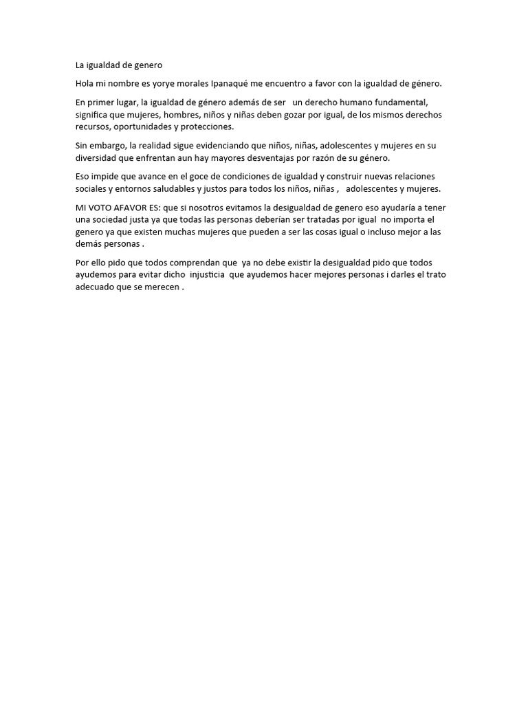 Promoviendo la Igualdad de Género Infantil | PDF