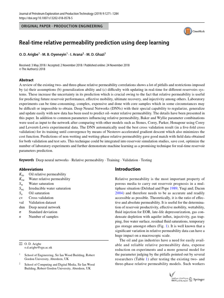 Real-Time Relative Permeability Prediction Using Deep Learning | PDF
