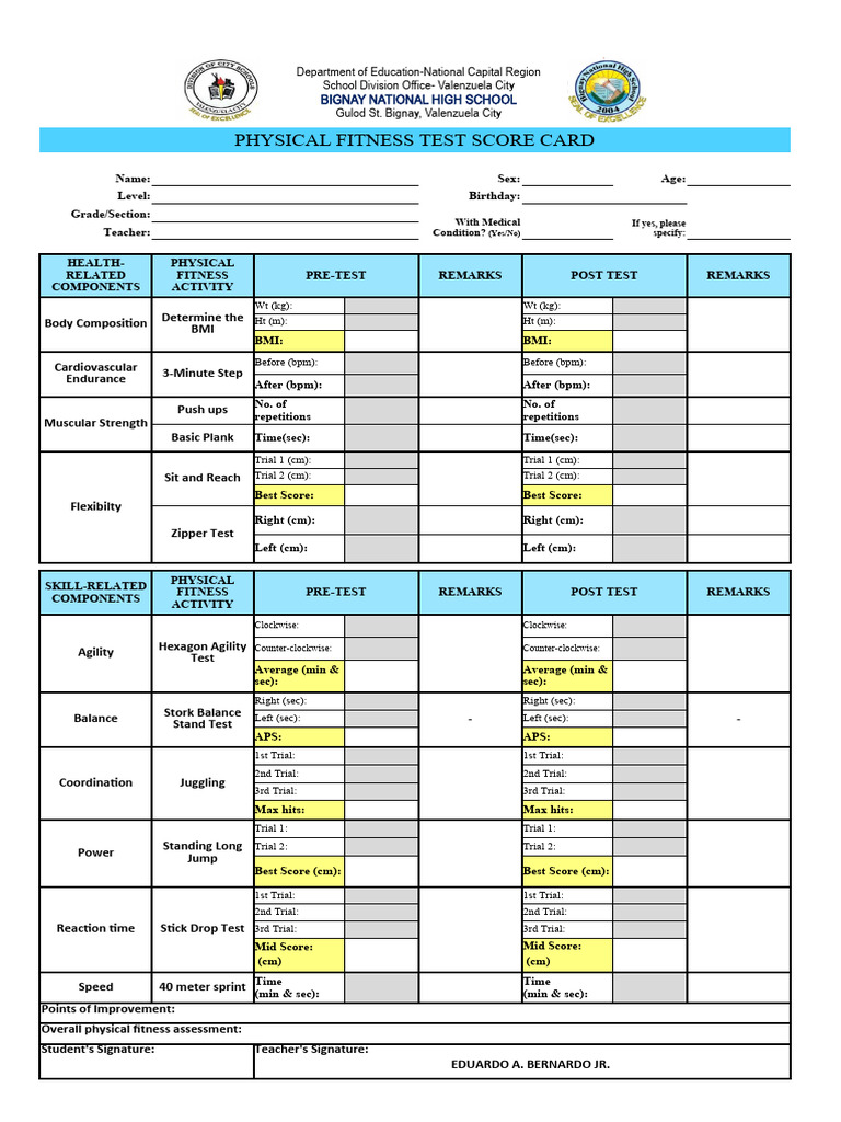 PFT Card Template | PDF