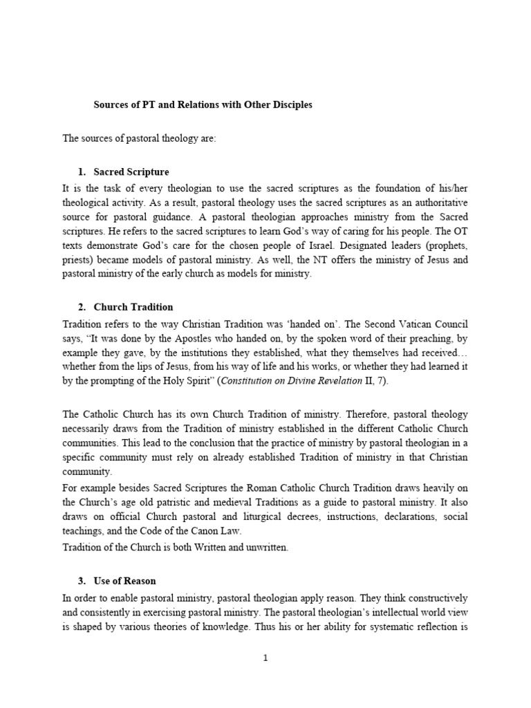 Pastoral Theology Sources & Relations | PDF | Theology | Bible