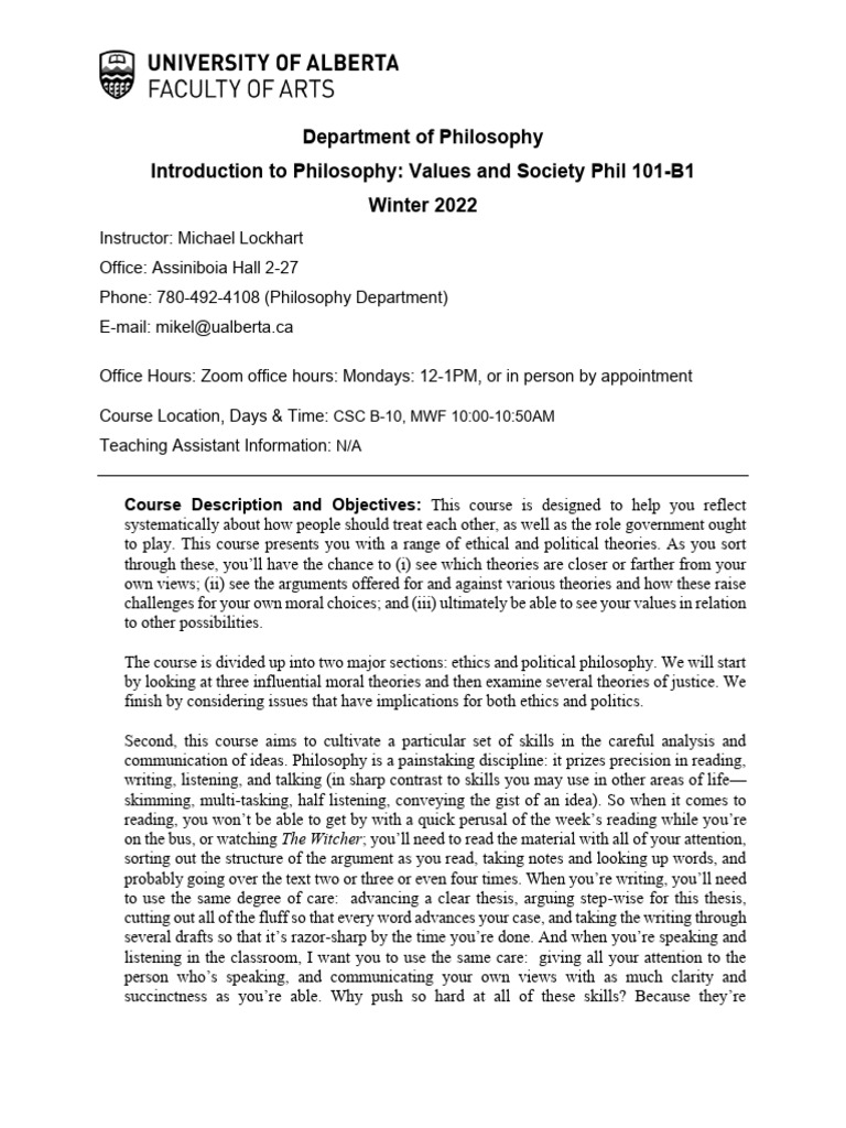 2022 Winter PHIL 101 LECTURE B1 | PDF