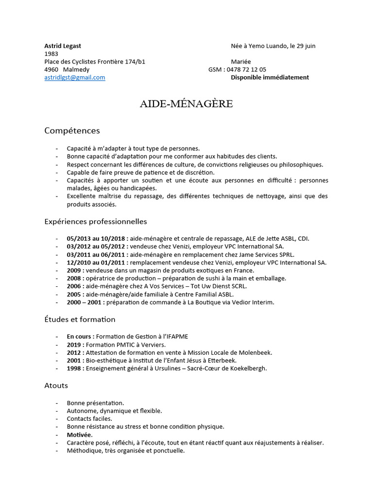 Astrid Legast - CV | PDF