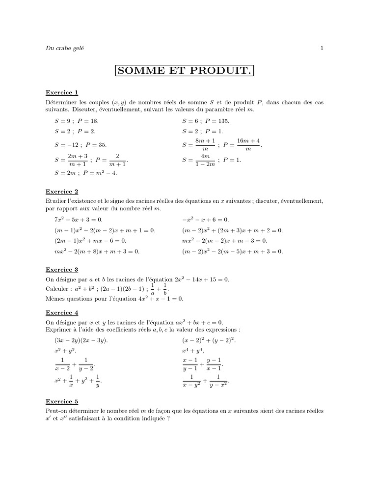 TD 08 - Somme Et Produit | PDF