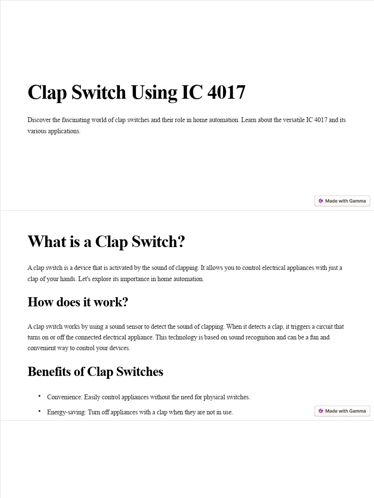 Clap Switch Using IC 4017 | PDF