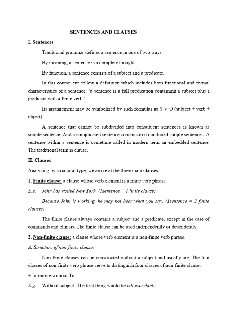 Sentences & Clauses | PDF | Clause | Sentence (Linguistics)