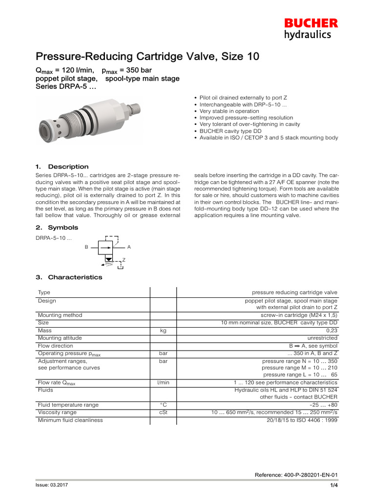 BUCHER Pressure Reducing DRP-5-10 - 400-P-280201-En | PDF