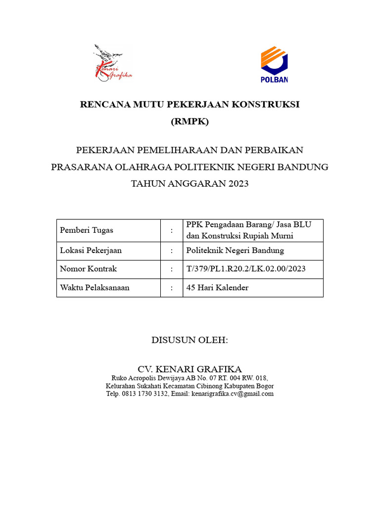 Rencana Mutu Pekerjaan Konstruksi | PDF