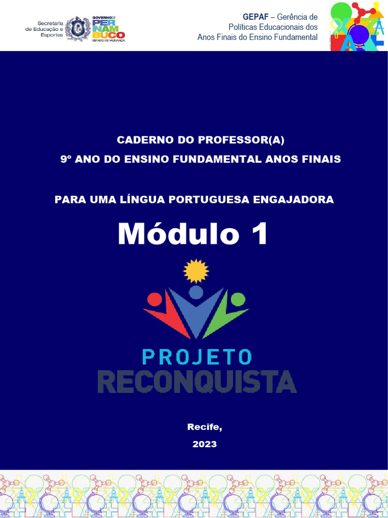Caderno Reconquista Língua Portuguesa Modulo 1 Professor | PDF | Aprendizado | Advérbio