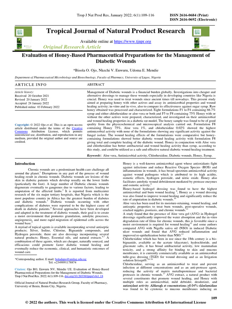 Manuscript - 2131 - 18-TJNPR-2021-M401 Galley Proof C | PDF | Wound | Honey