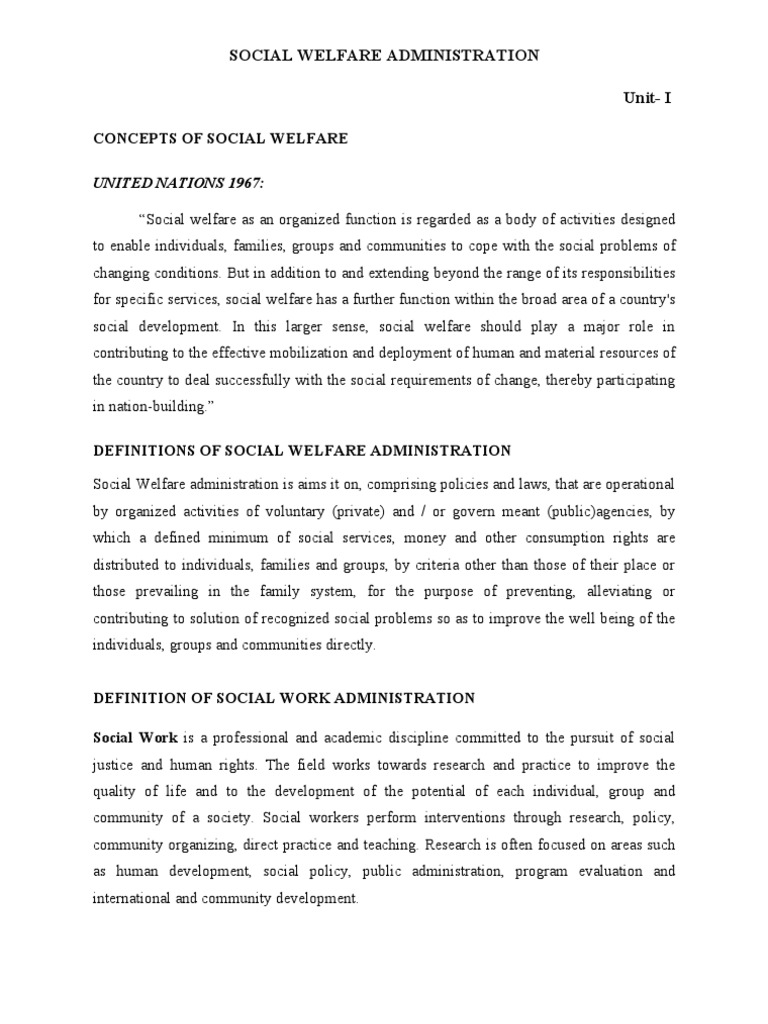 Social Welfare Administration Overview | PDF | Human Services | Social Work