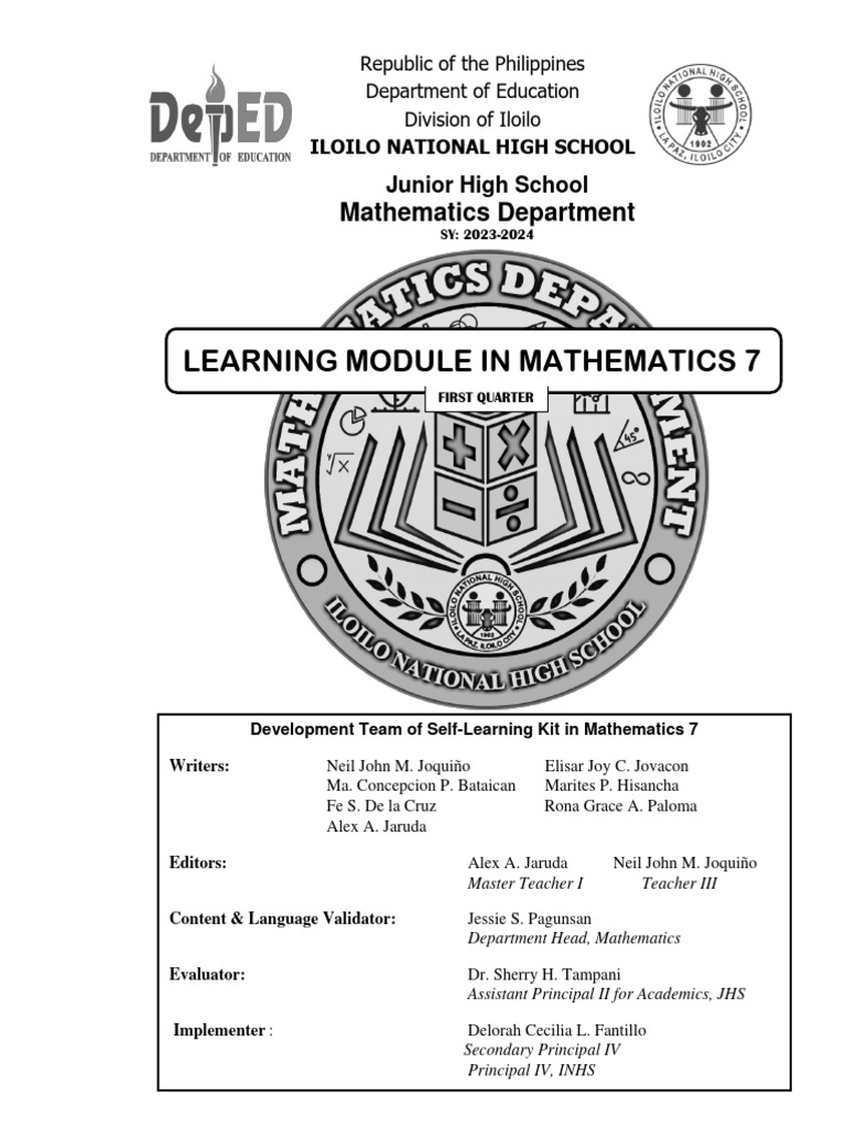 MATH 7 Quarter 1 Learming Module | PDF