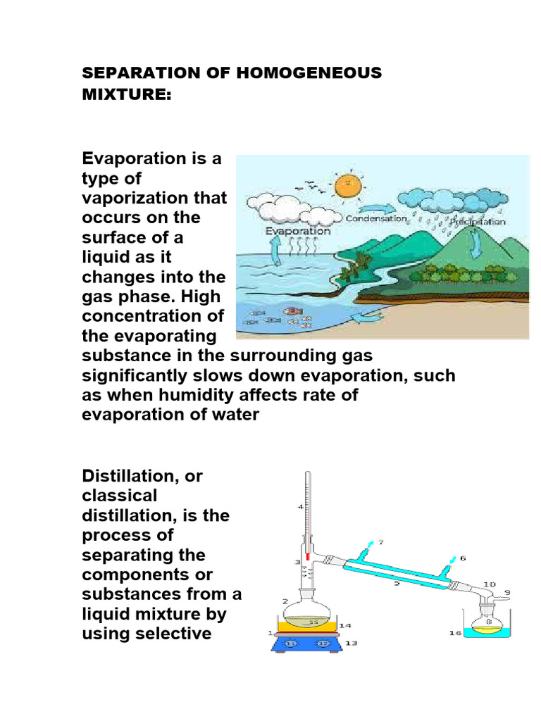 Separation of Homogeneous Mixture | PDF