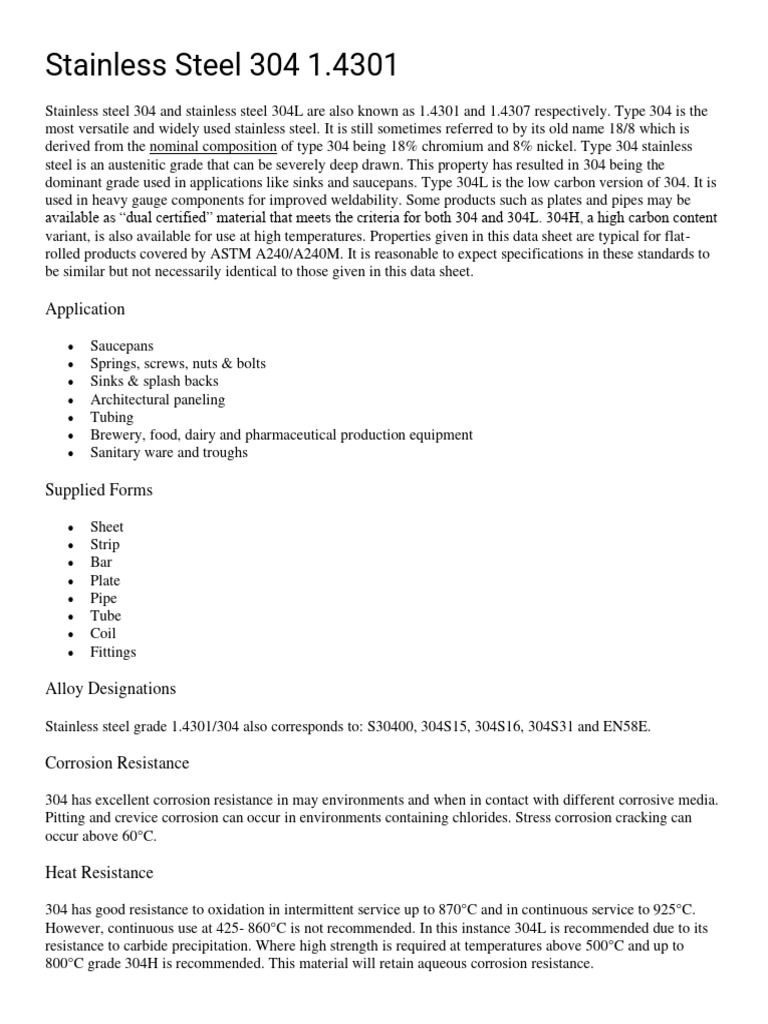 Stainless Steel 304 | PDF