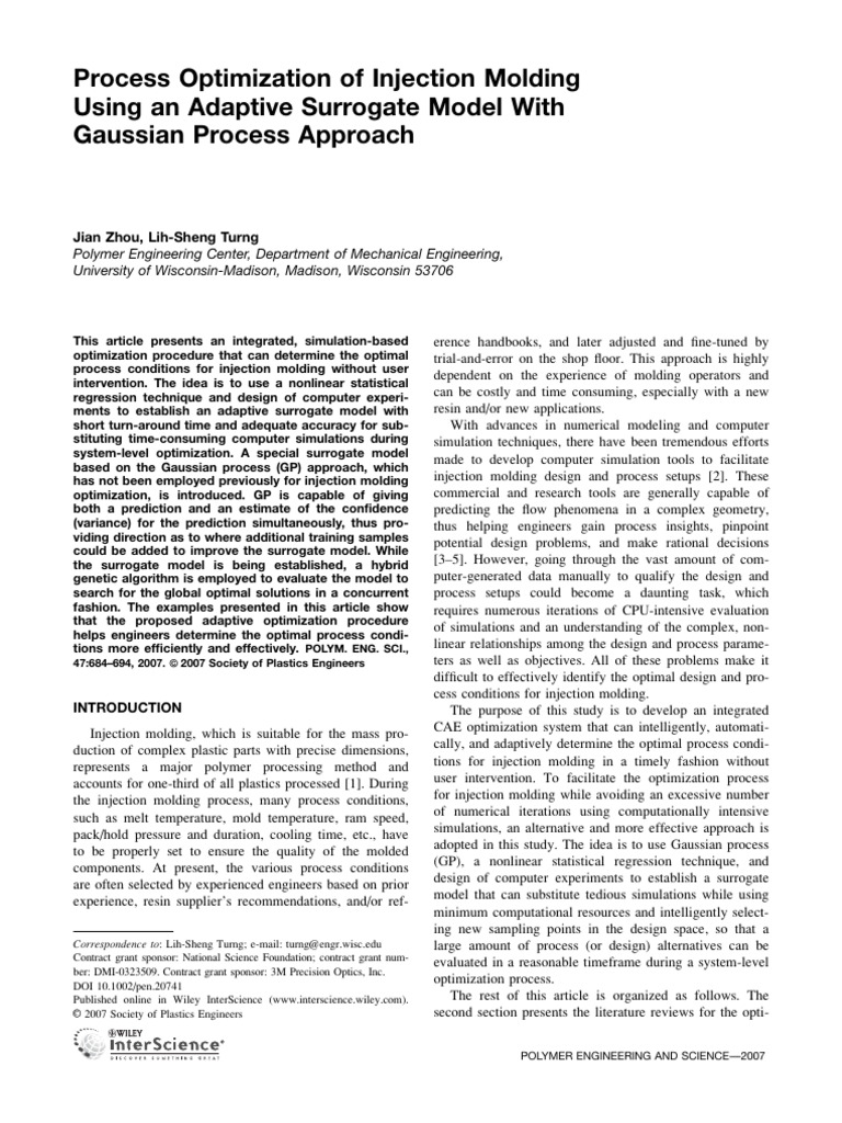 2007 Process Optimization of Injection Moulding Using An Adaptive ... 2007 Process Optimization of Injection Moulding Using An Adaptive ...