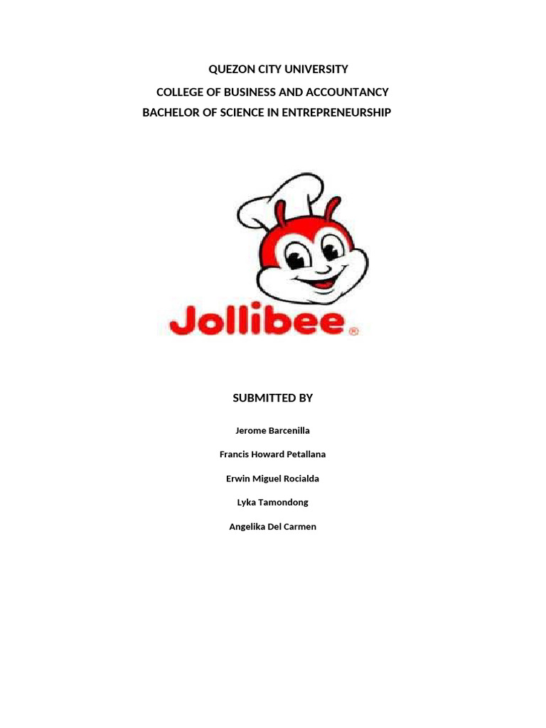 Jollibee Foods Corporation SB4ENT4E Paper 1 | PDF