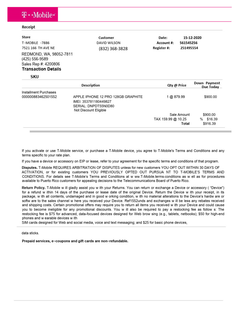 NF T Mobile Invoice | PDF