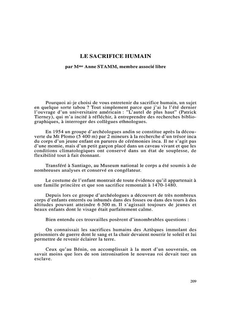 Sacrifice Humain | PDF
