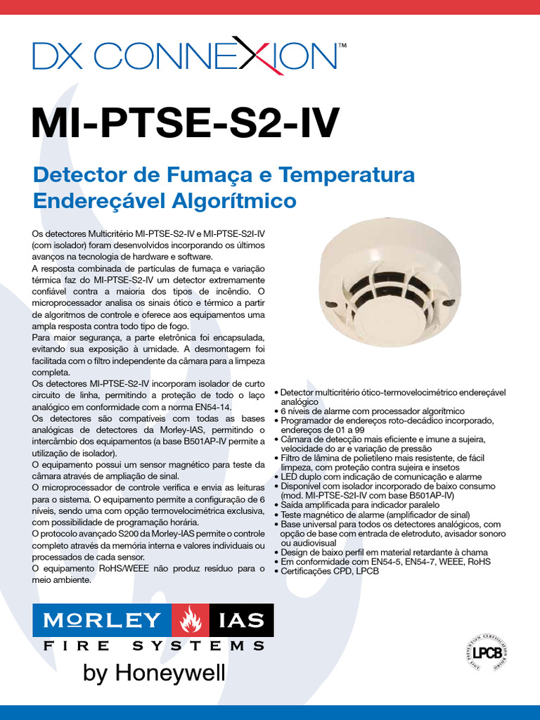 Detector de Fumaça e Temperatura MI-PTSE-S2-IV | PDF