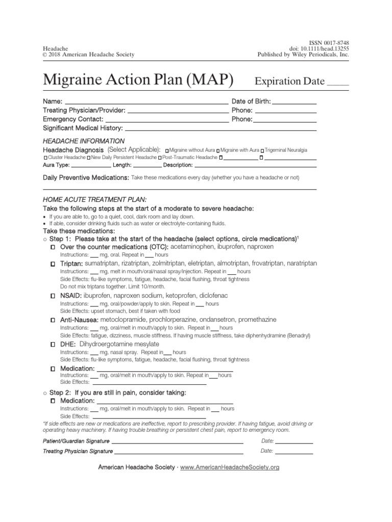 Migraine Action Plan | PDF